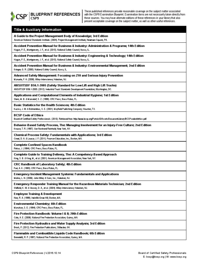CSP References | PDF | Occupational Hygiene | Occupational Safety And Health
