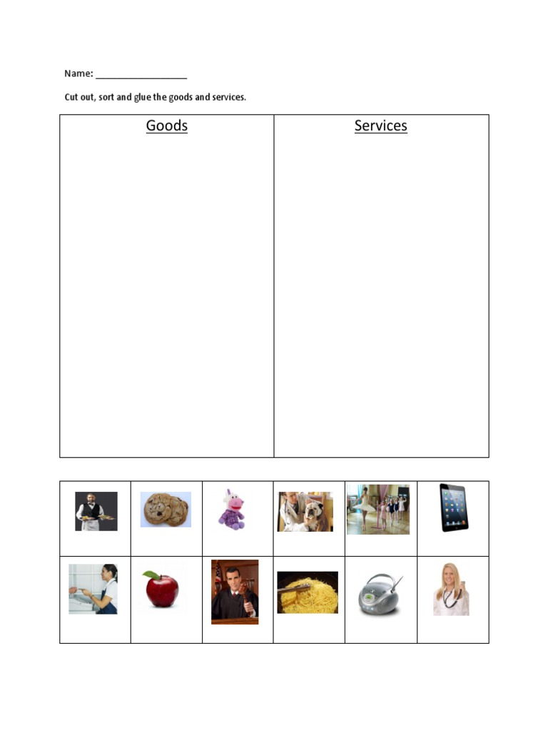 Cut Paste and Sort Good and Services | PDF