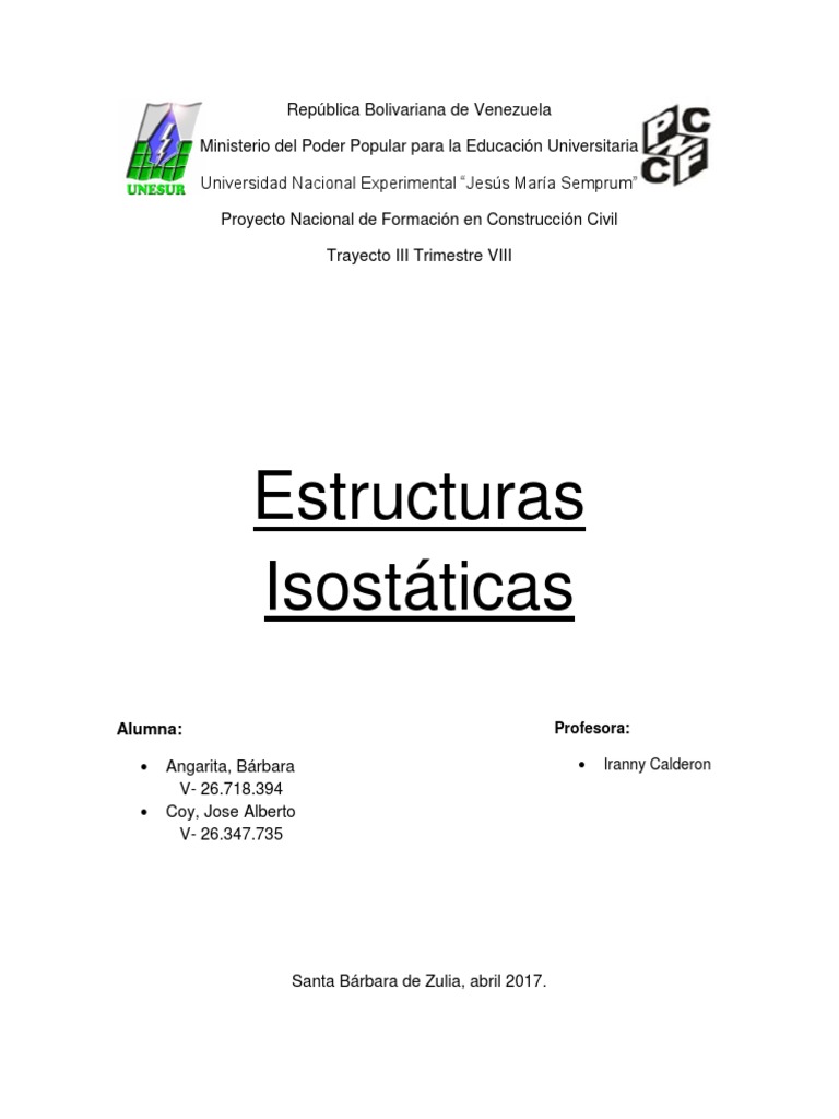 Estructuras Isostaticas | PDF | Ecuaciones | Fuerza