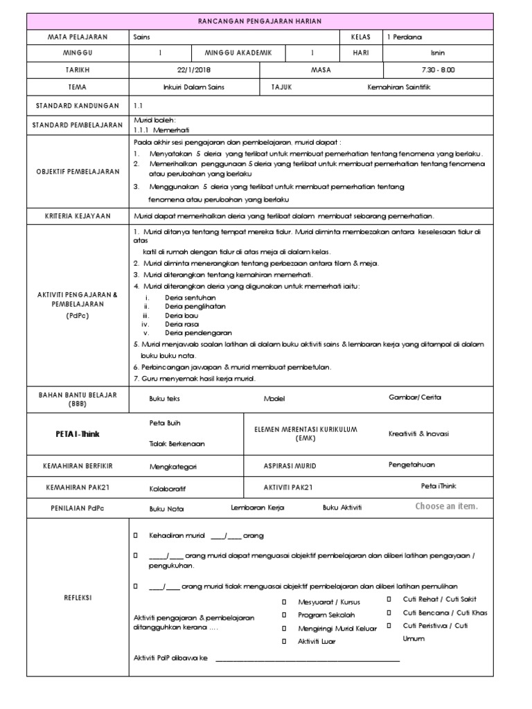 Contoh RPH Untuk Kegunaan Guru | PDF