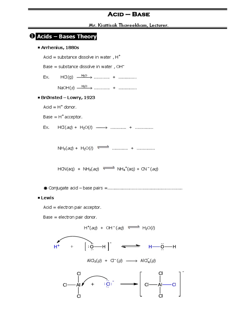 Acid Base For Students | PDF | Acid | Salt (Chemistry)