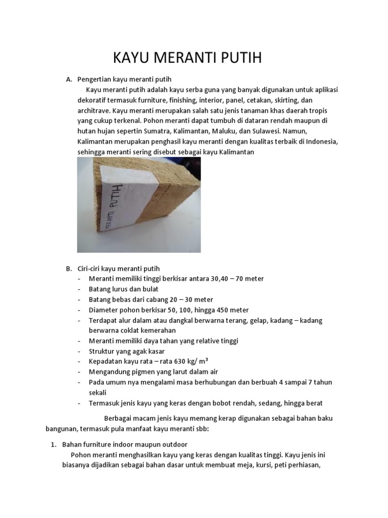 Kayu Meranti Putih | PDF
