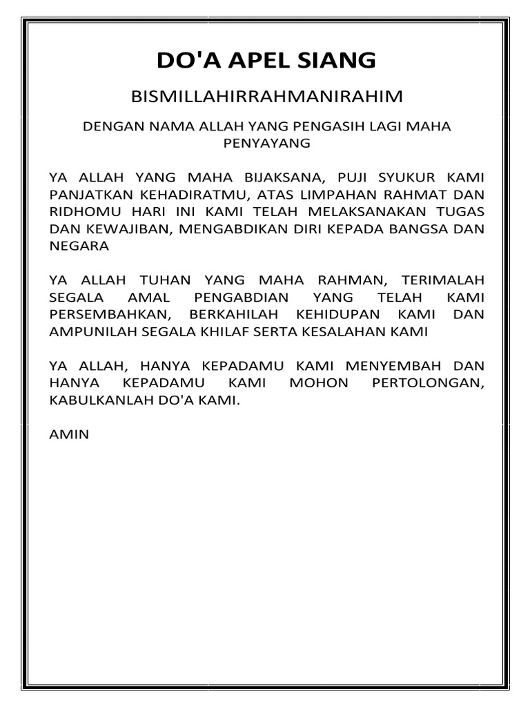 Doa Apel Pagi Tni - Peran Sekolah
