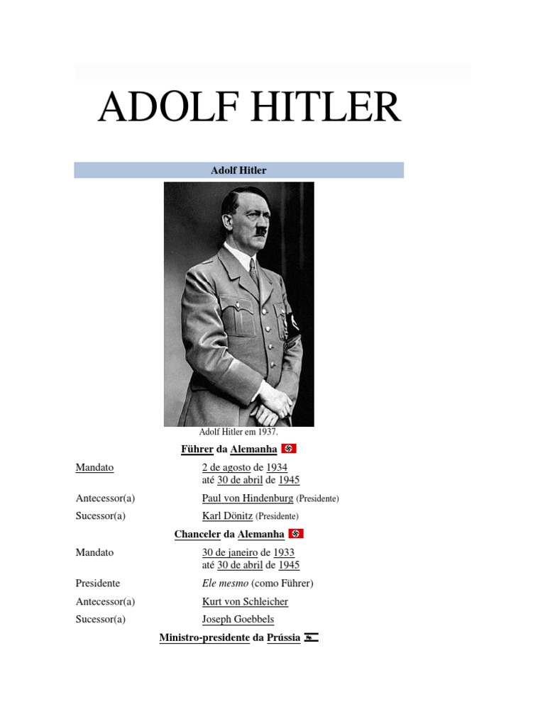 Adolf Hitler PDF | PDF | Alemanha nazista | Adolf Hitler