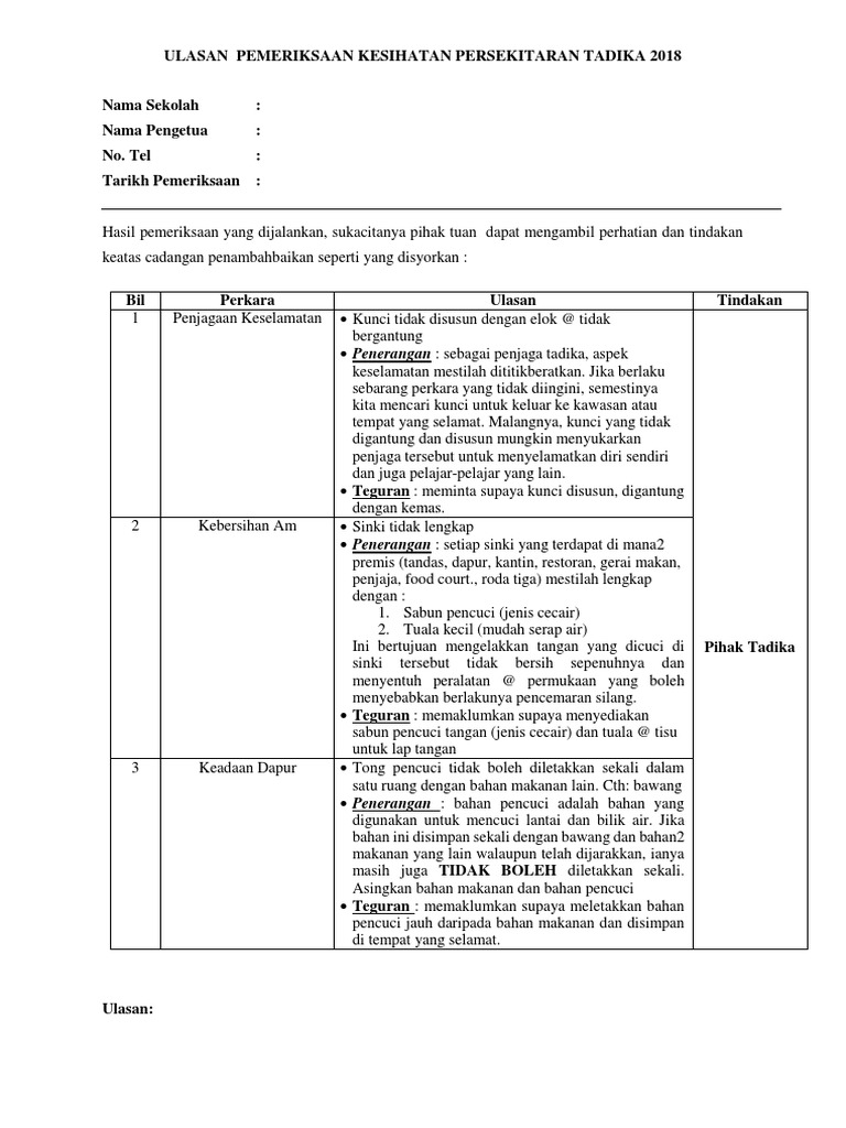 Pemeriksaan Tadika Edit | PDF