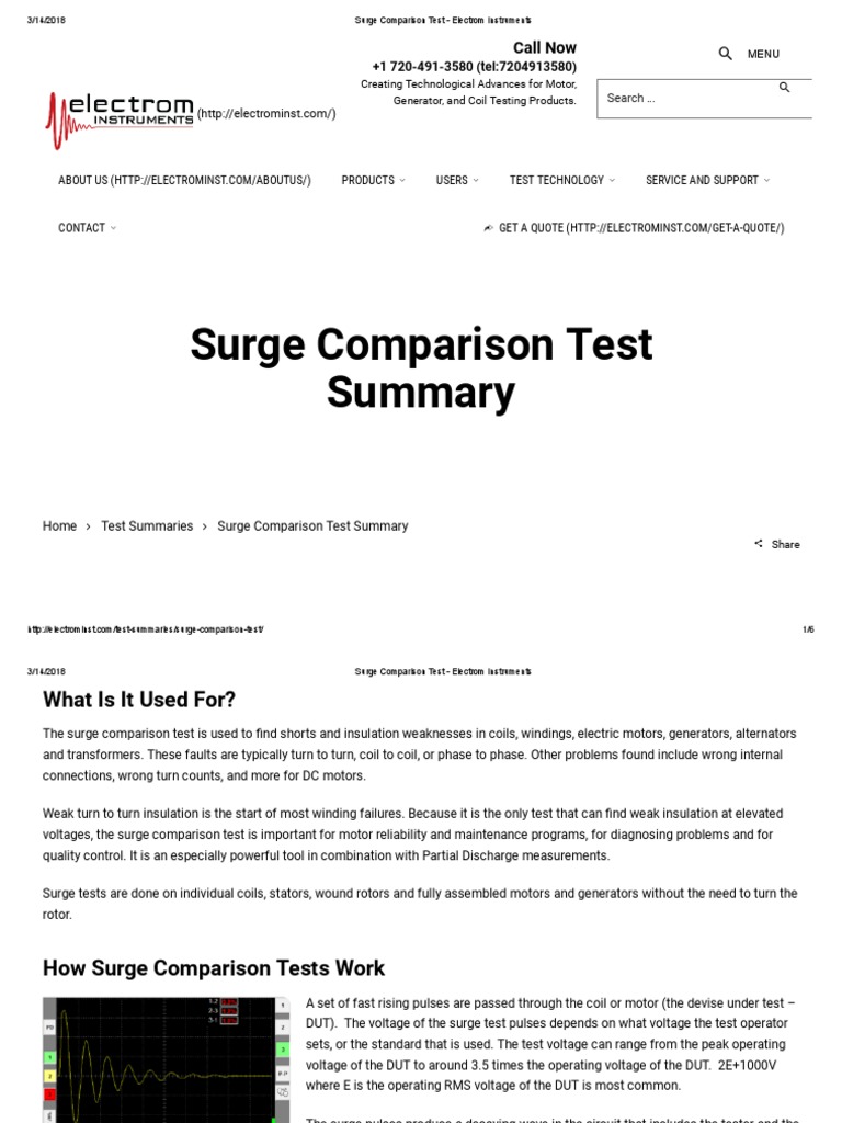 Surge Comparison Test - Electrom Instruments | PDF | Electric Motor | Insulator (Electricity)