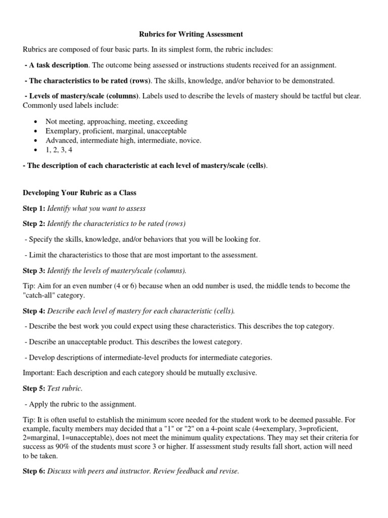 Creating Writing Rubric | PDF | Punctuation | Rubric (Academic)