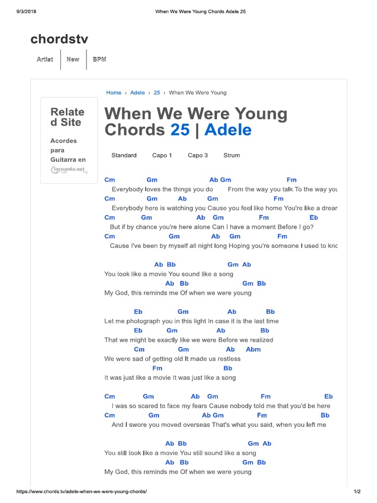 When We Were Young Chords Adele 25 | PDF