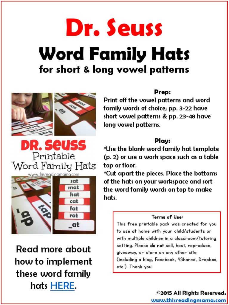 Dr. Suess Word Family Words | PDF