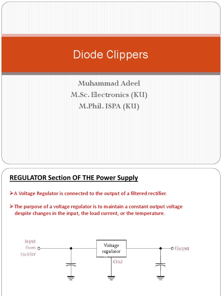 Diode Clippers: Muhammad Adeel M.Sc. Electronics (KU) M.Phil. ISPA (KU) | PDF | Technology ...