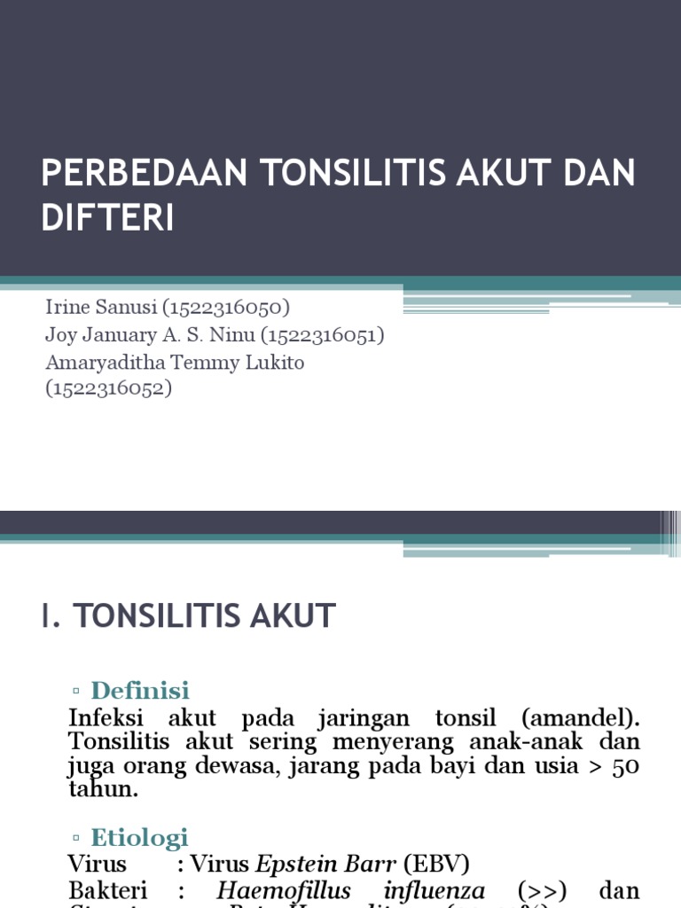 Perbedaan Tonsilitis Akut Dan Difteri | PDF