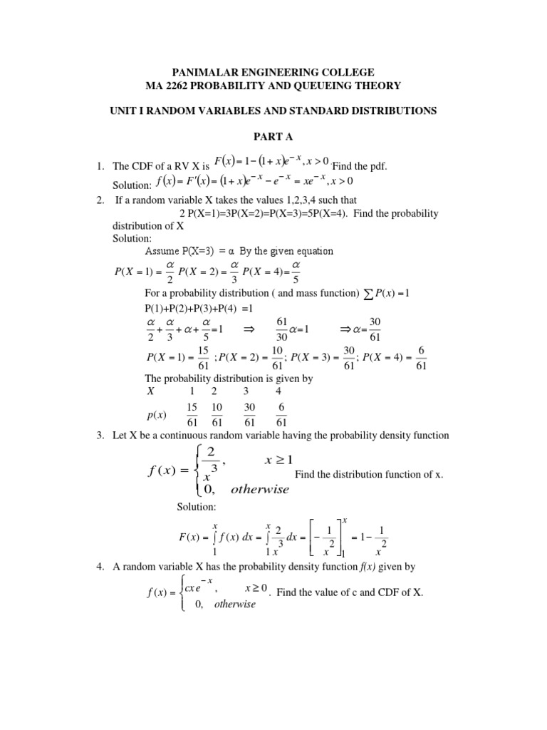 PQT Unit 1 | PDF | Probability Theory | Probability Distribution
