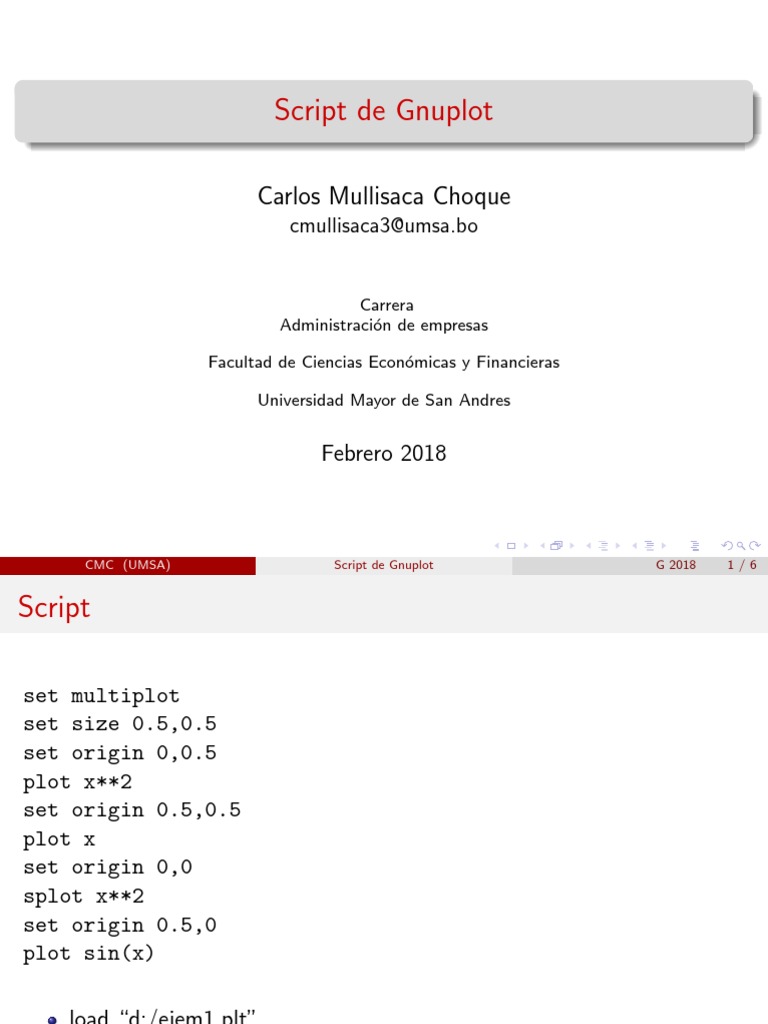 Script de Gnuplot: Carlos Mullisaca Choque | PDF | Computing And Information Technology