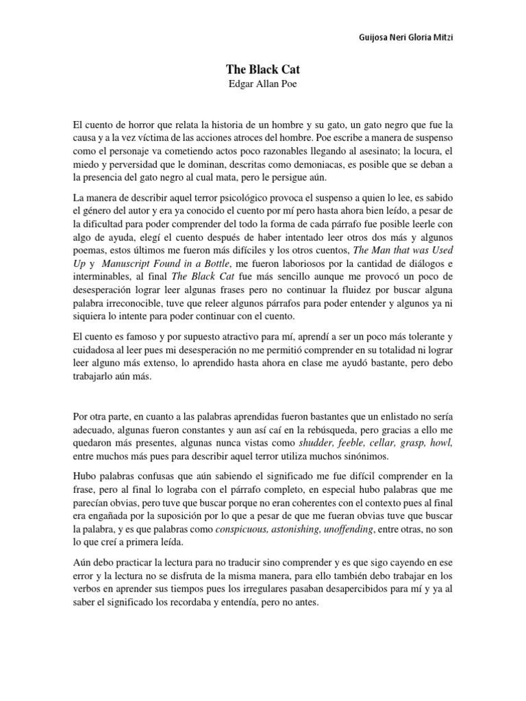 The Black Cat | PDF | Cuentos | Edgar Allan Poe