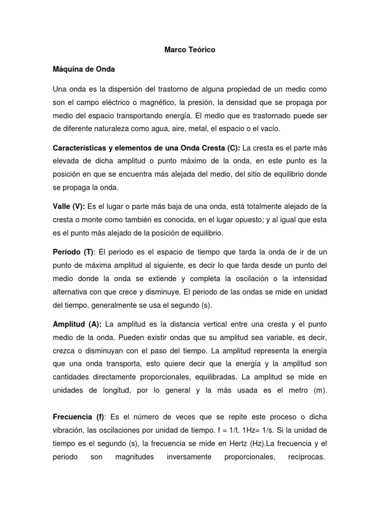 Marco Teórico Maquina de Ondas | PDF | Olas | Frecuencia