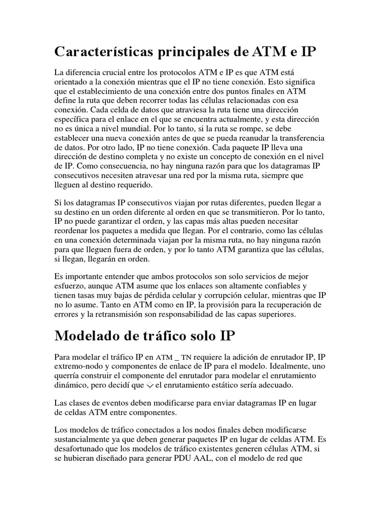Características Principales de ATM e IP | PDF | Protocolos de internet ...