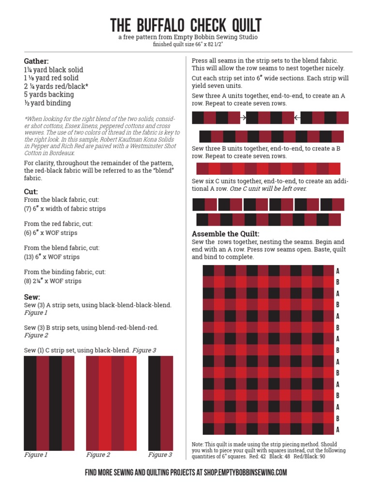 BuffaloCheckQuiltPattern EmptyBobbinSewingStudio | PDF | Quilt | Seam ...