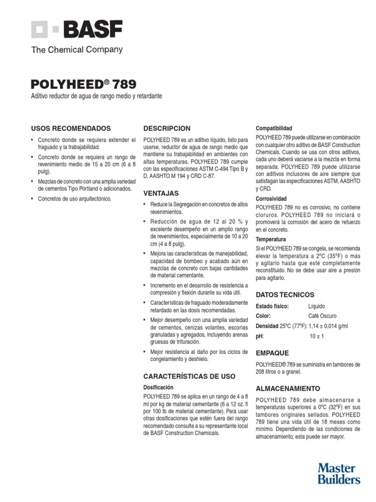 Hoja Tecnica Polyheed 789 | PDF | Agua | Química