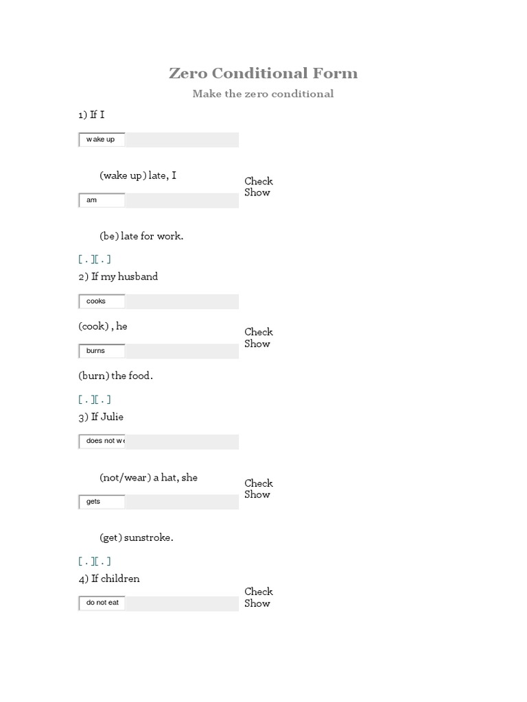 Zero Conditional Form Download Free Pdf Food And Drink Nature
