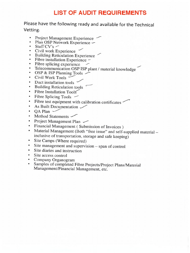 Essential Audit Requirements Checklist | PDF