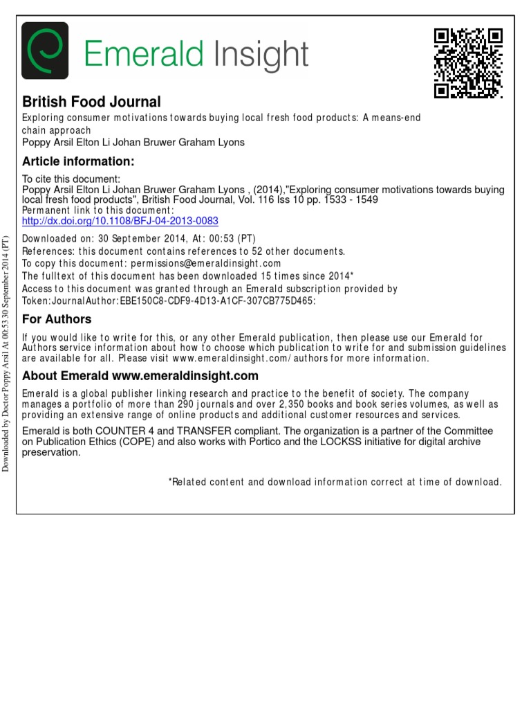BFJ-04-2013-0083 Exploring Consumer Motivation Towards Local Food ...
