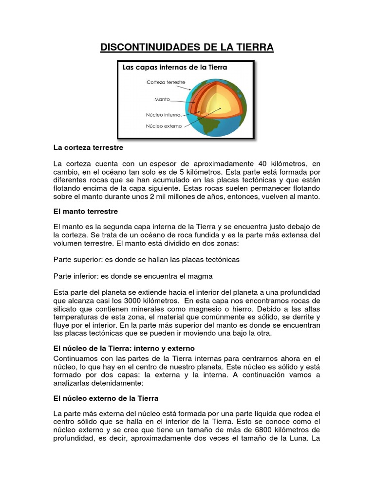 Discontinuidades de La Tierra | Manto (geología) | Estructura de la tierra
