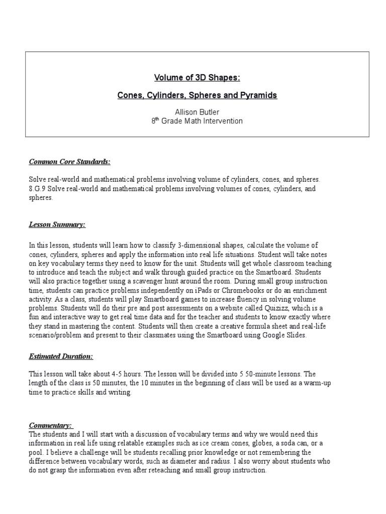 Volume of 3D Shapes: Cones, Cylinders, Spheres and Pyramids: Common ...