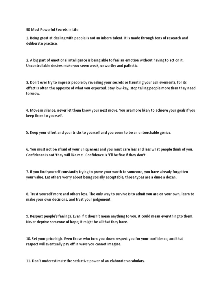 90 Most Powerful Secrets in Life | PDF | Trust (Emotion) | Mind