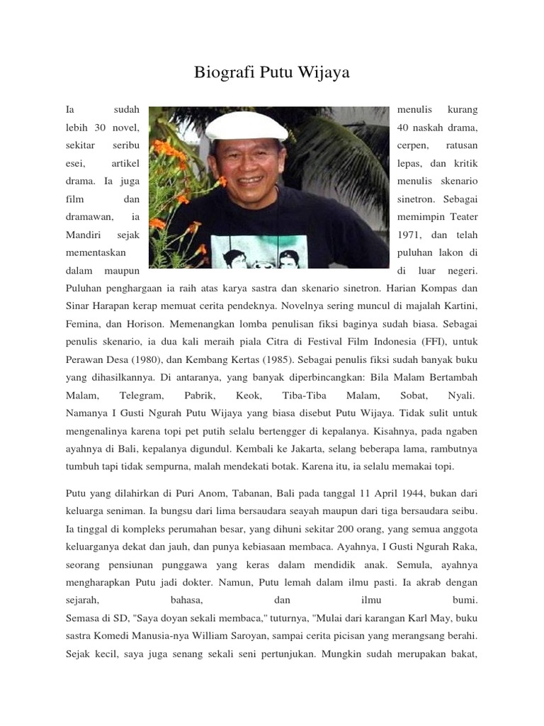 Biografi Singkat Putu Wijaya | PDF | Puisi