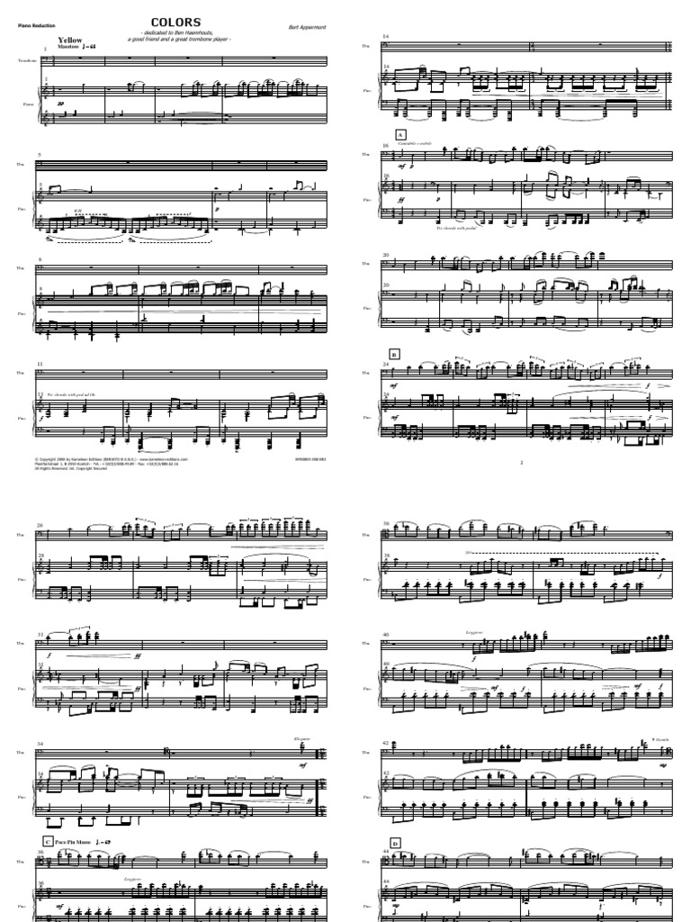 Colors For Trombone by Bert Appermont PDF | PDF | Trombone | Classical ...