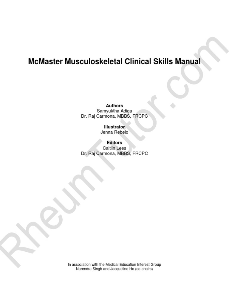 McMaster MSK Clinical Skills Manual | PDF | Dance Science ...