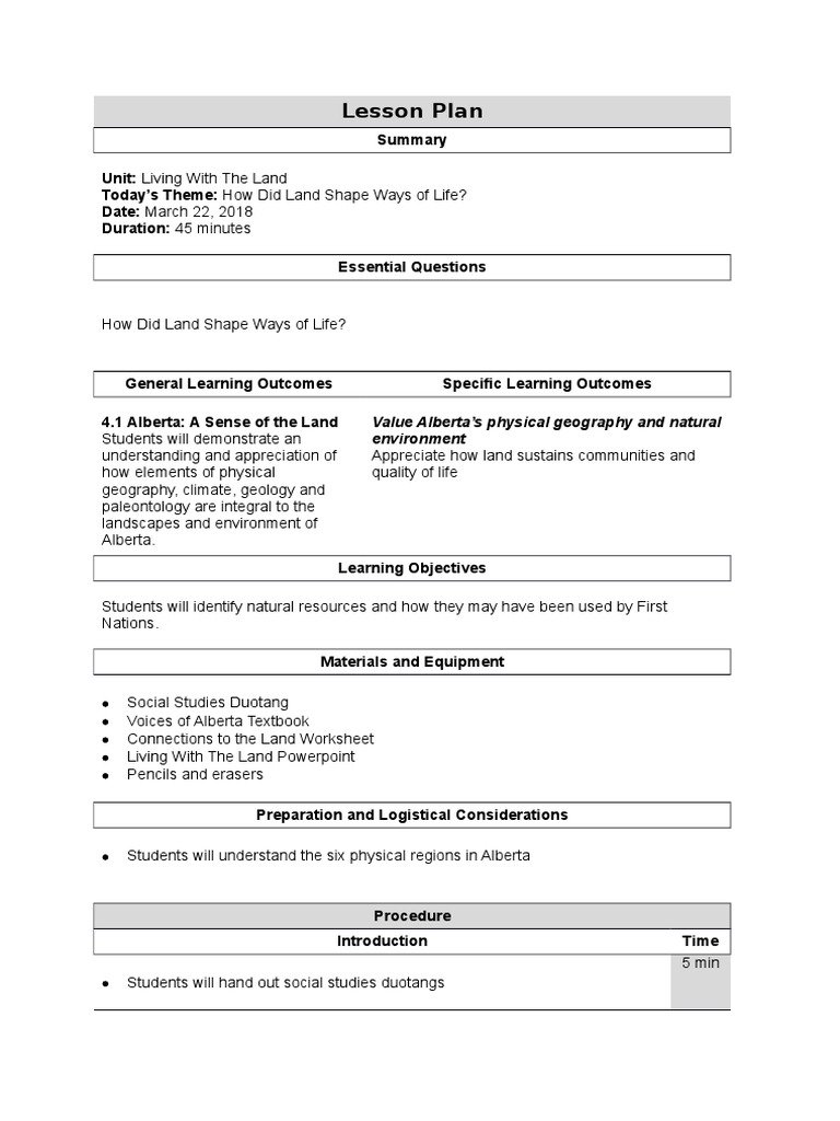 Lesson Plan: Value Alberta's Physical Geography and Natural Environment ...