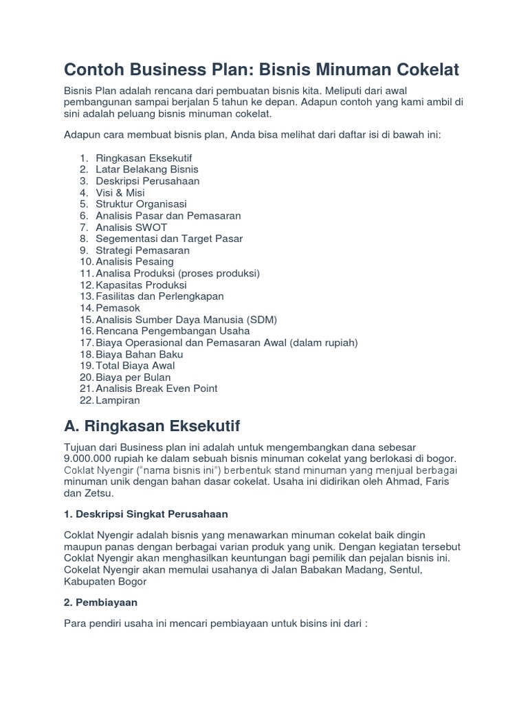 Contoh Business Plan | PDF