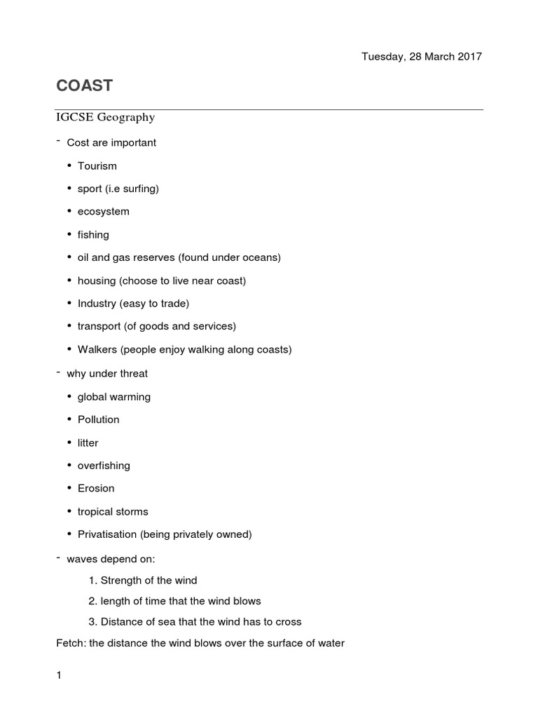 Coast Igcse Geogrpahy Pdf Coral Reef Erosion