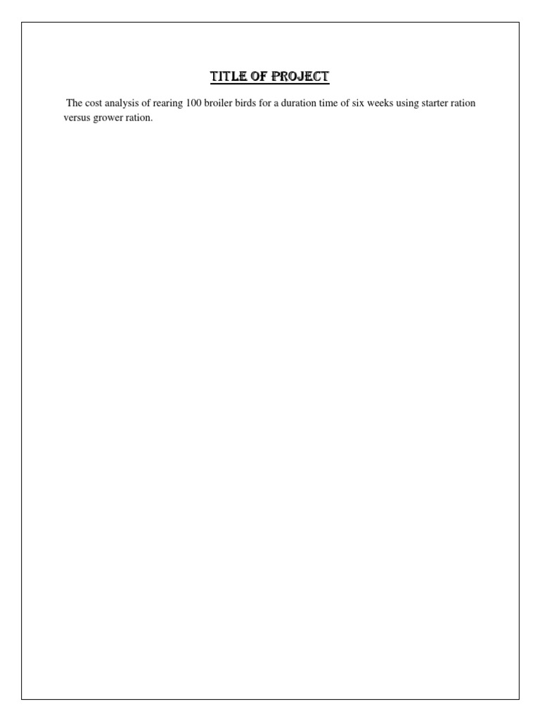 Csec agriculture science sba ( crop analysis) | Broiler | Expense