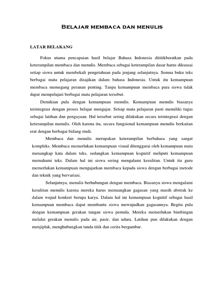 Modul Belajar Membaca Dan Menulis | PDF