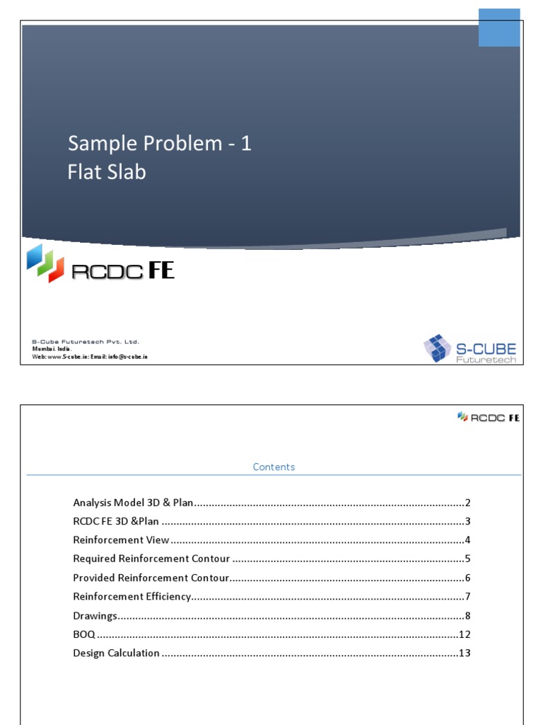 RCDC FE-Sample Problem 1-Flat Slab | PDF | Bending | Column