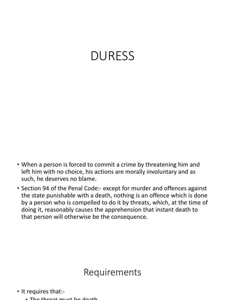 Duress | PDF | Criminal Law | Murder
