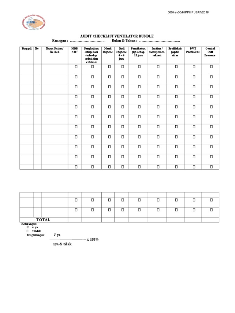 Ventilator Bundle Audit Checklist | PDF