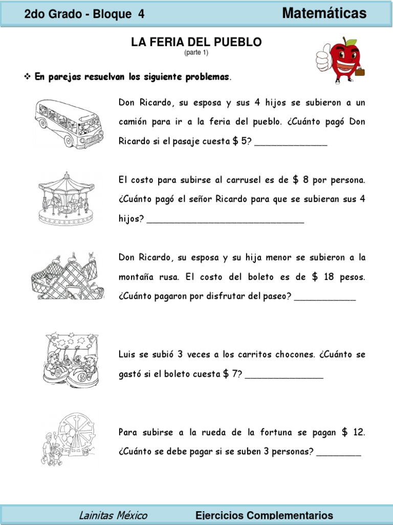 Problemas Matemáticos para 2do Grado | PDF
