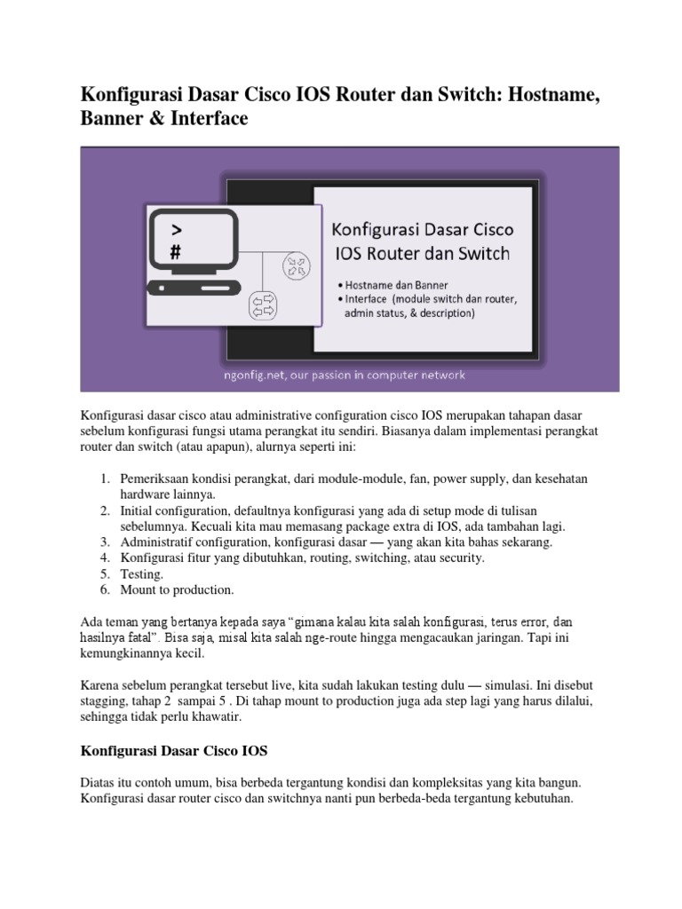 Konfigurasi Dasar Cisco IOS Router Dan Switch | PDF