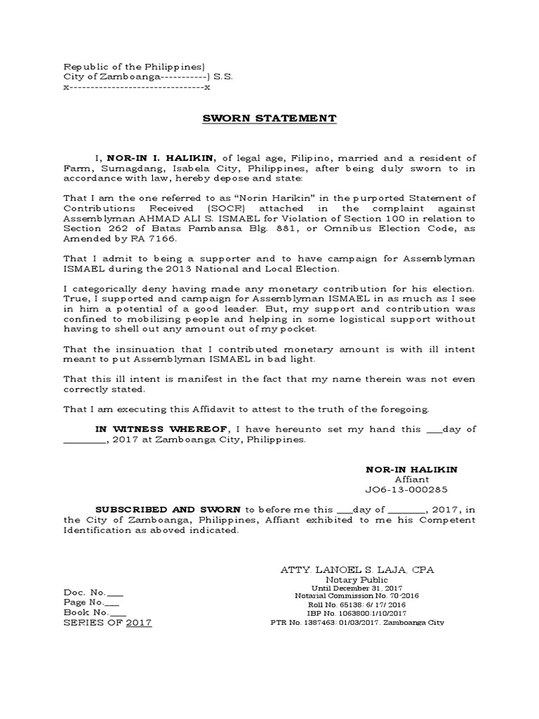 Affidavit of Comelec | PDF | Affidavit | Legal Documents