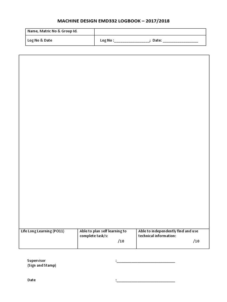 Machine Design Emd332 Logbook - 2017/2018 | PDF