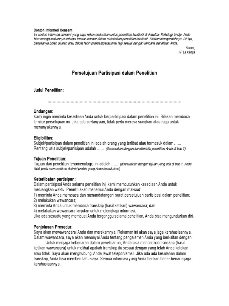 Contoh Informed Consent | PDF