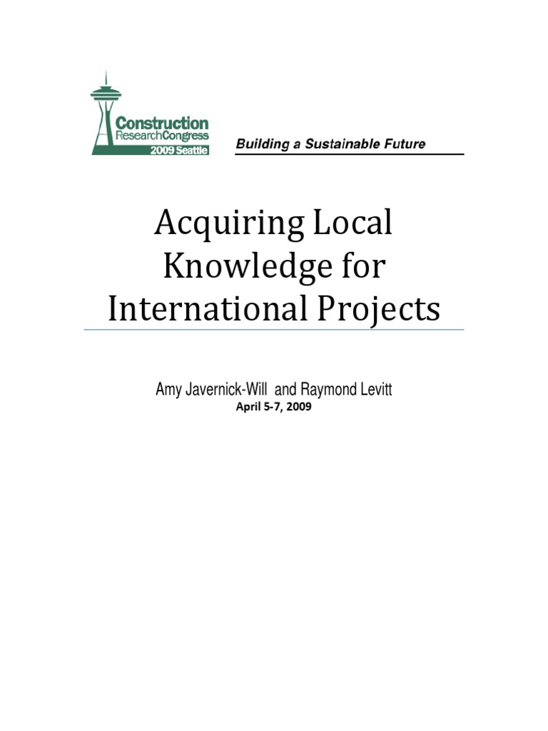 Acquiring Local Knowledge For International Projects: Amy Javernick ...