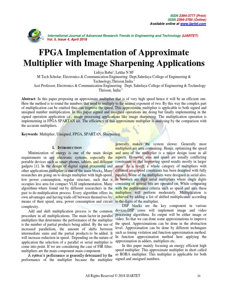 FPGA Implementation of Approximate Multiplier With Image Sharpening Applications | PDF ...
