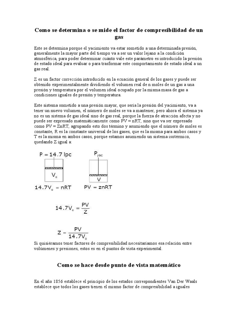 Como Se Determina o Se Mide El Factor de Compresibilidad de Un Gas ...
