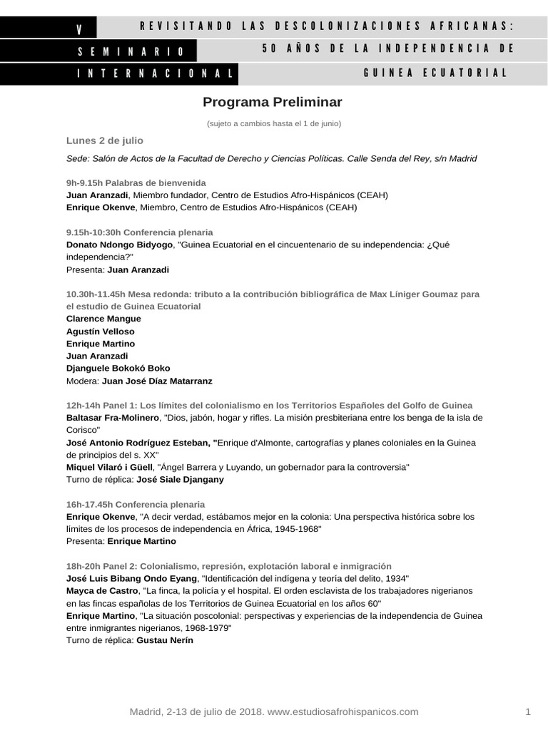 Programa Preliminar 2 | PDF | Madrid | España