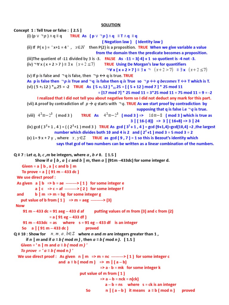 Solution | PDF | Metalogic | Mathematical Logic