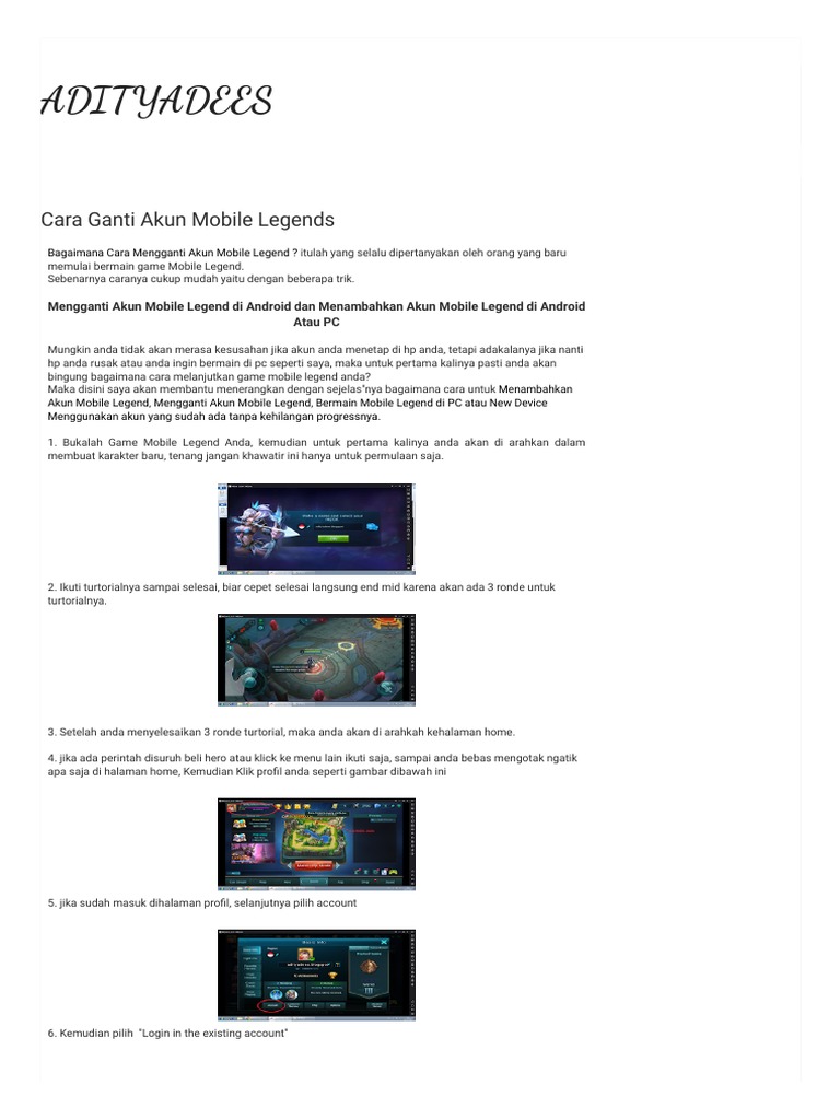 Cara Ganti Akun Mobile Legends - AdityaDees | PDF